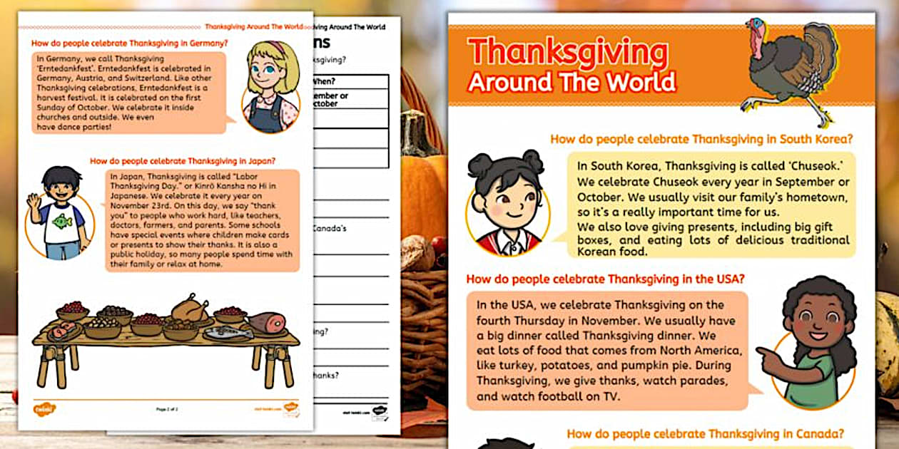 Thanksgiving around the World- English Reading Comprehension