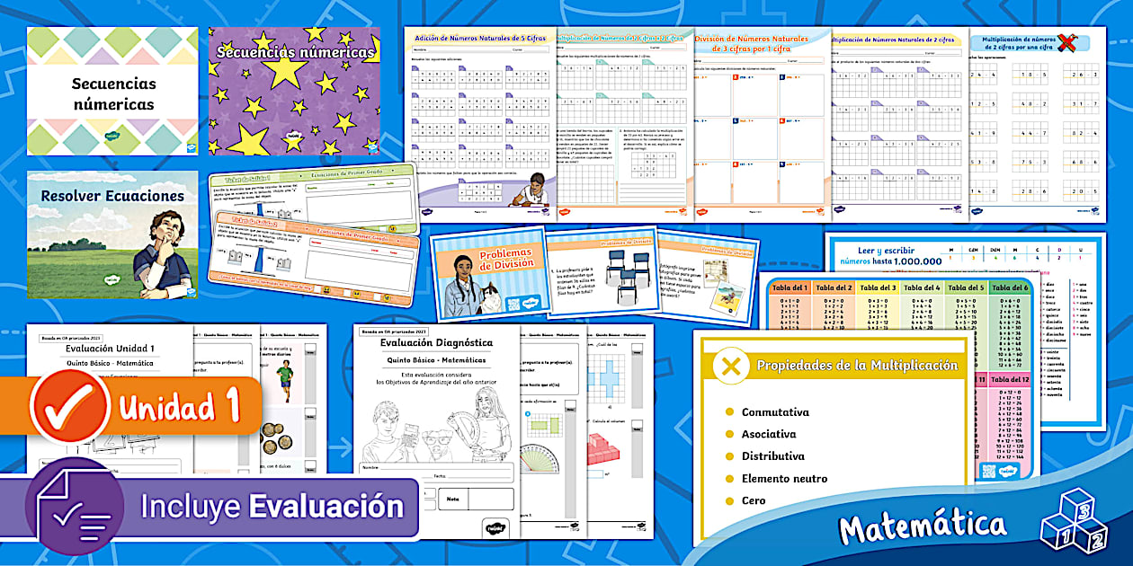 Pack | Unidad 1 | Matemática | 5° Básico | Guías de Trabajo