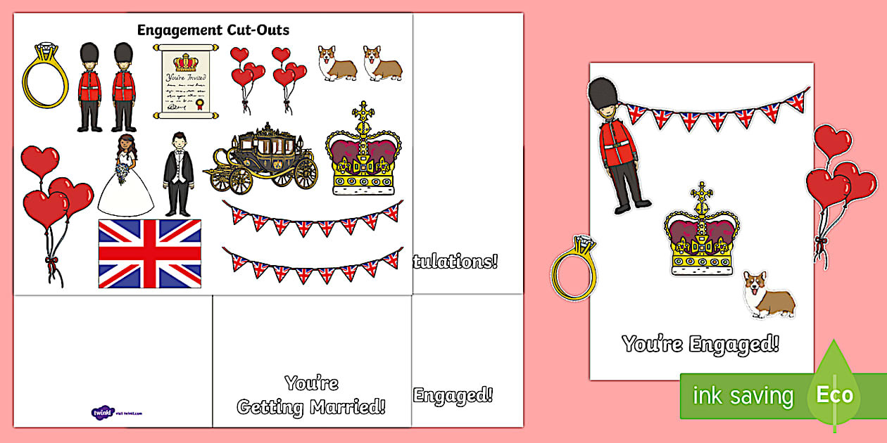 EYFS Royal Engagement Cut and Stick Cards - Twinkl