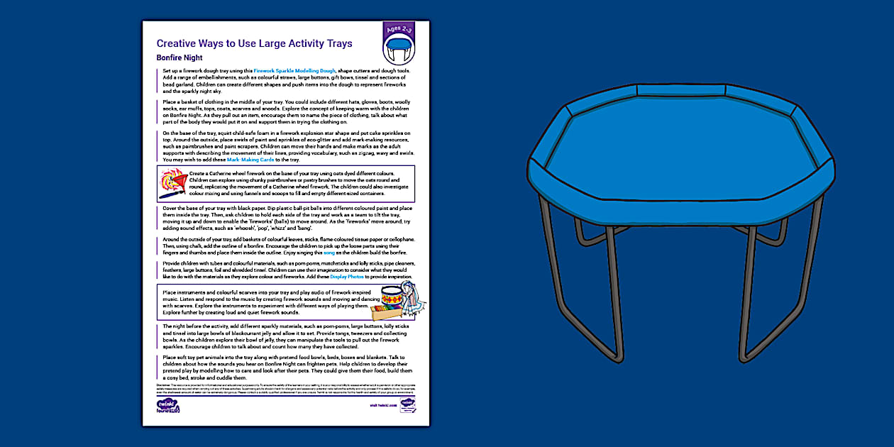 EYFS Ages 2-3 Large Activity Trays: Bonfire Night | Twinkl