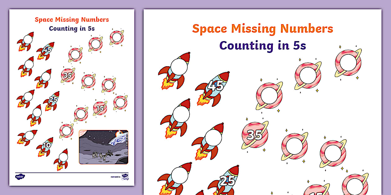 Space Counting in 5 Missing Number Activity (teacher made)