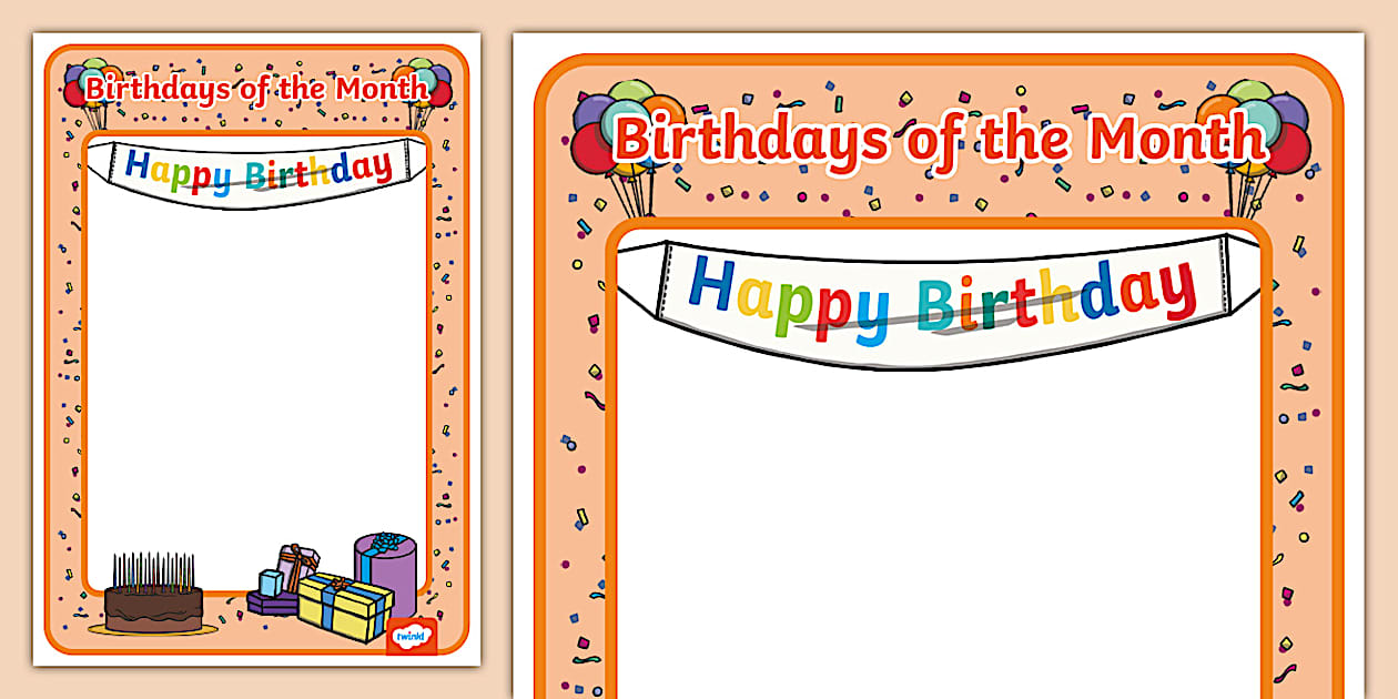 Monthly Birthday Announcement Template - Twinkl