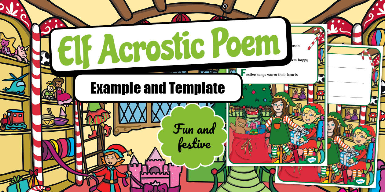 Elf Acrostic Poem Example and Template