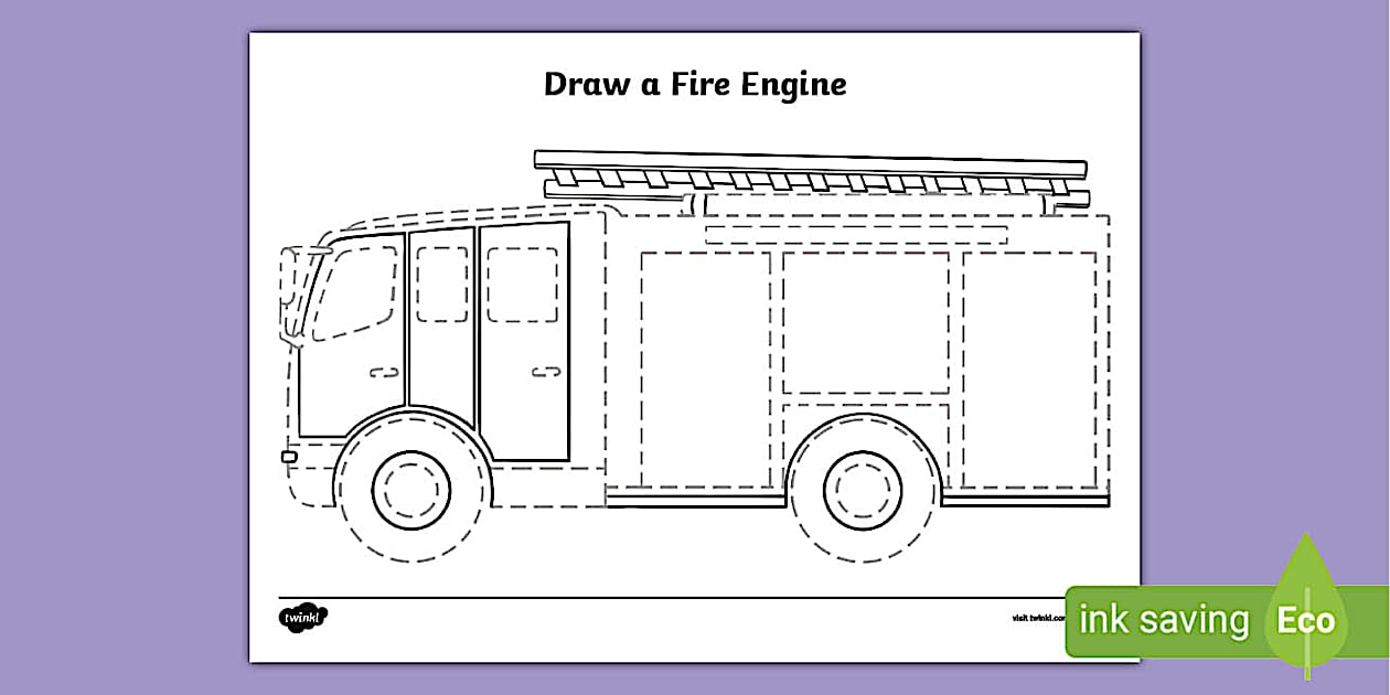 Draw a Fire Engine Pencil Control Activity | Twinkl - Twinkl