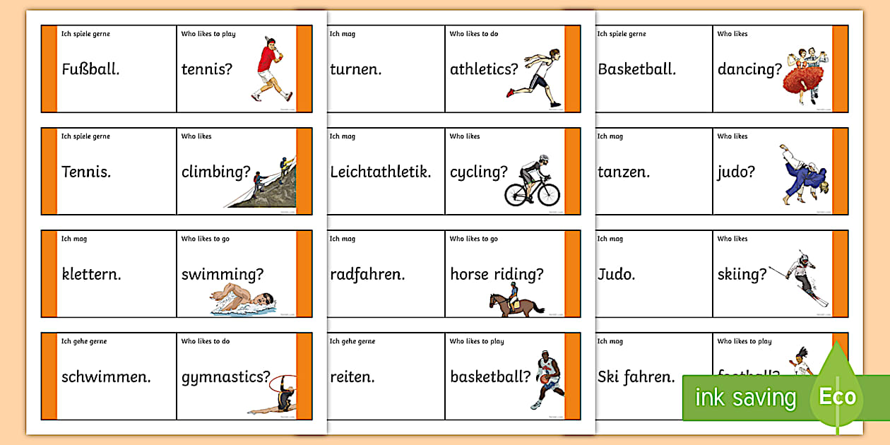 Editable Sports Loop Cards - German (teacher made) - Twinkl