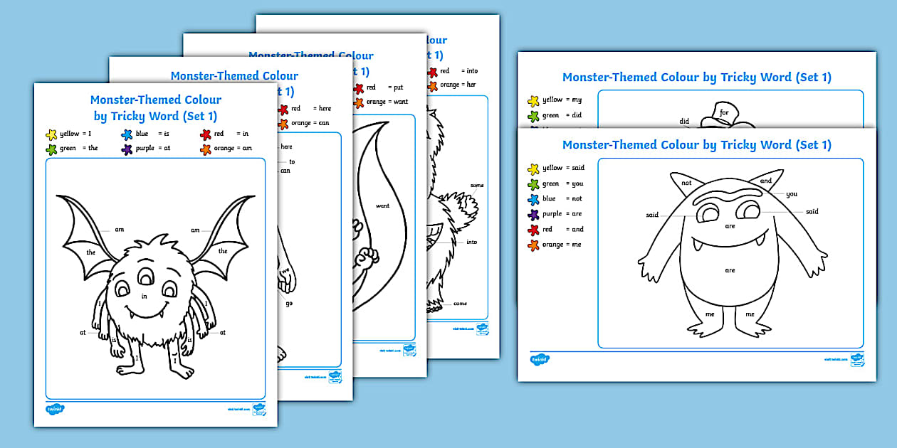 Monster-Themed Colour by Tricky Word (Set 1) - Twinkl