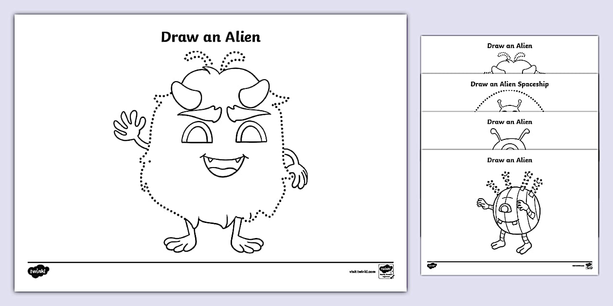 Draw an Alien Pencil Control Activity Pack - Twinkl - KS1