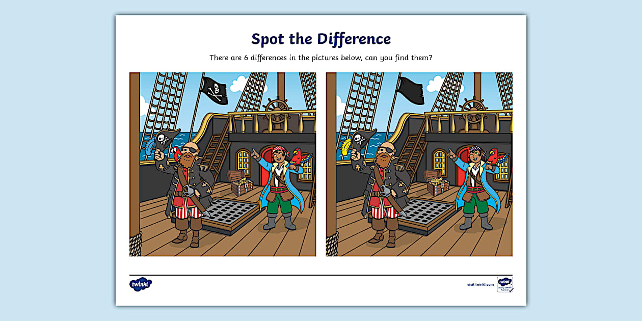 Pirates Spot the Difference Activity (teacher made) - Twinkl