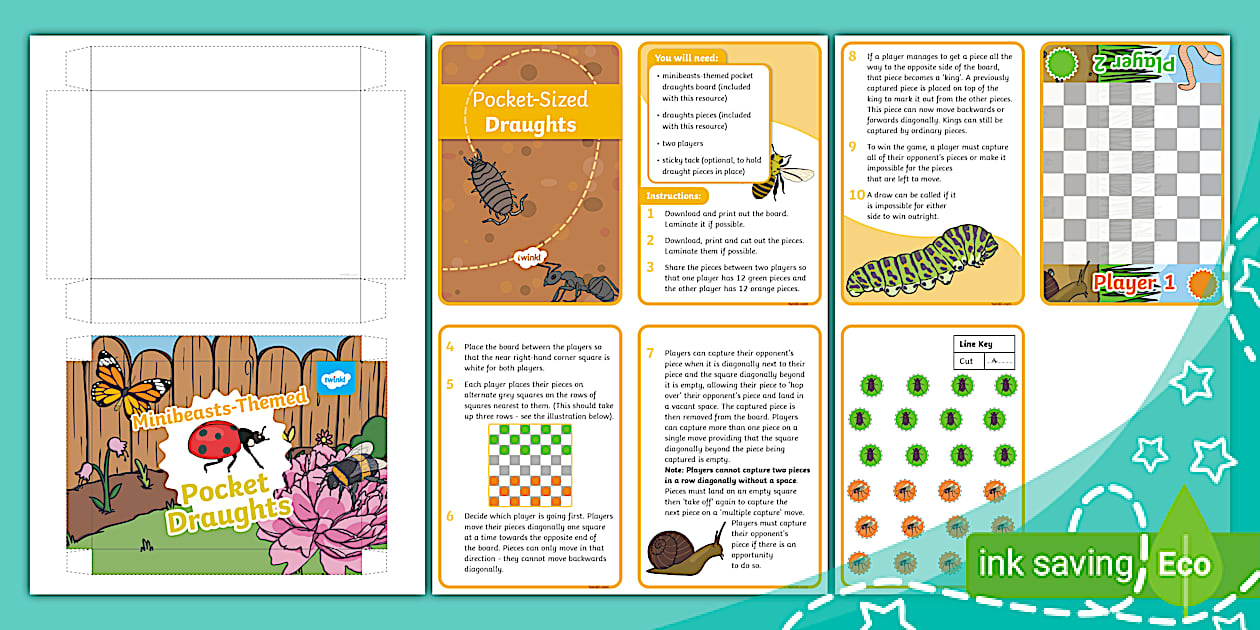 Minibeast-Themed Pocket Draughts (teacher made) - Twinkl