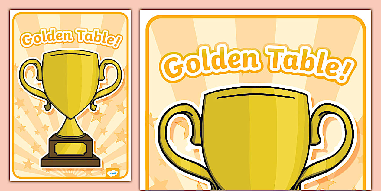Golden Table Display Poster - Twinkl Rewards - Twinkl