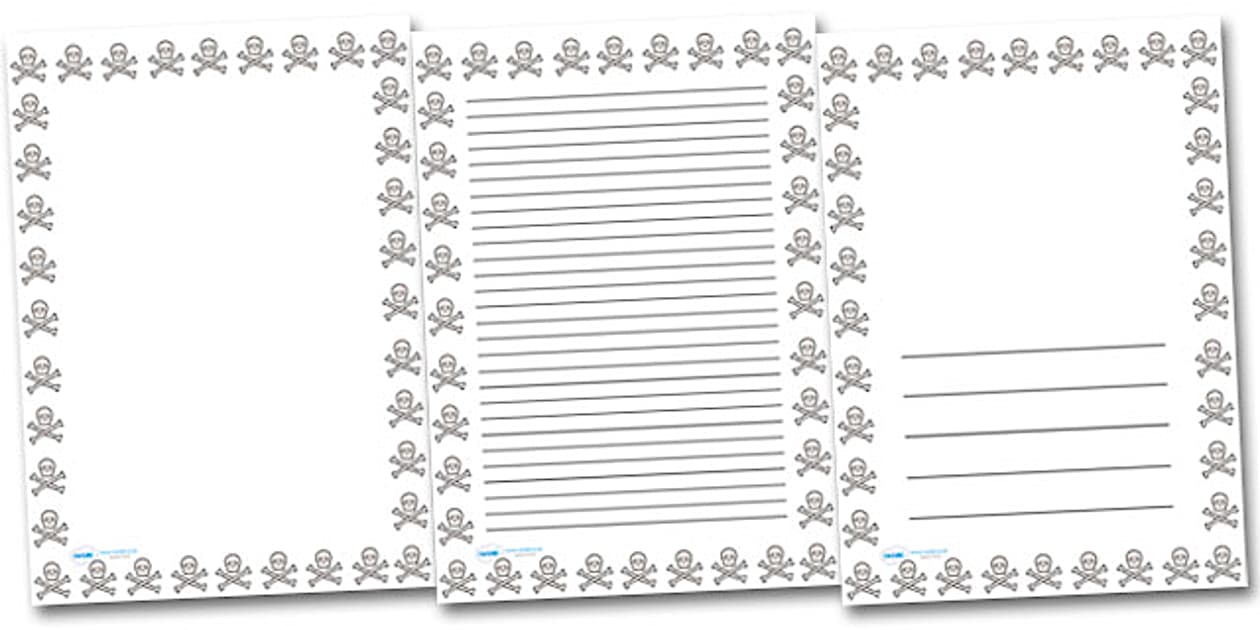 Editable Skull and Cross Bones Portrait Page Borders