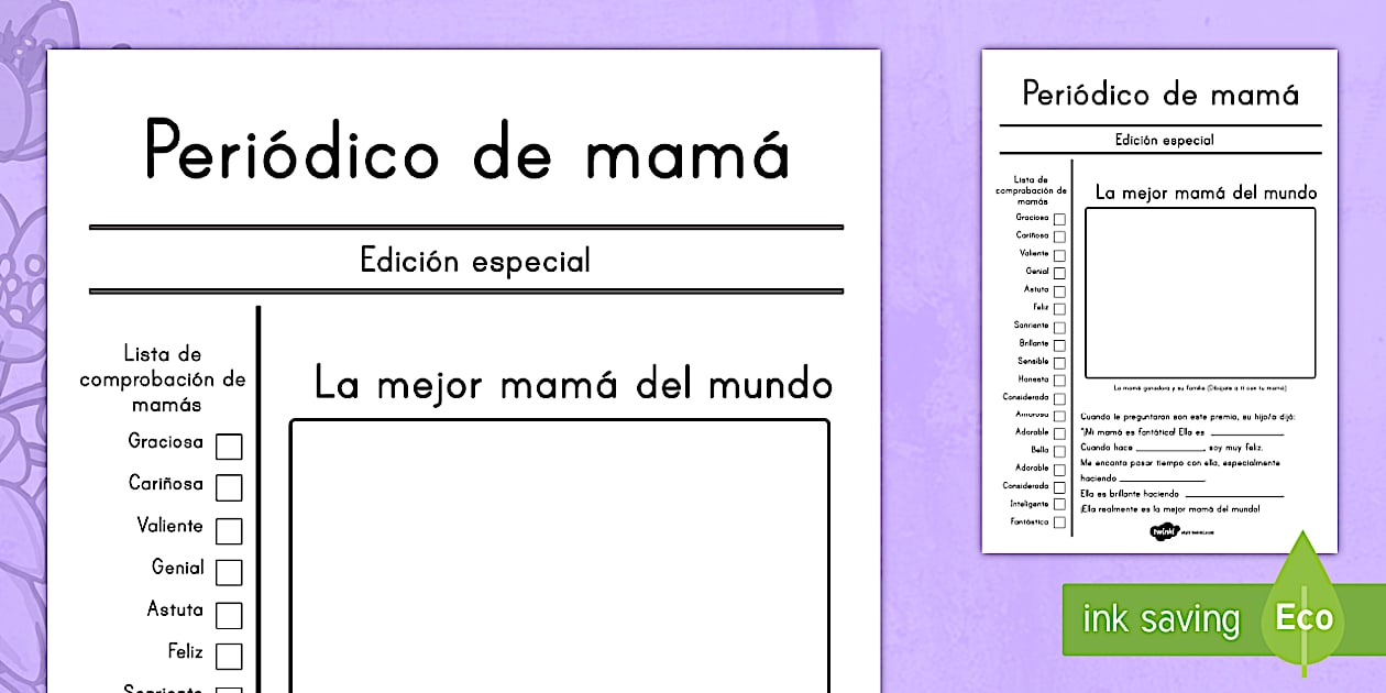 Ficha de actividad: Periódico - Día de las Madres