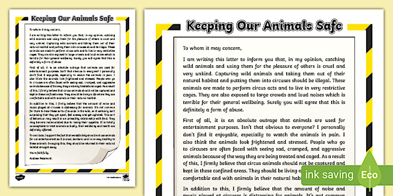 Keeping Our Animals Safe Persuasive Reading Comprehension Activity