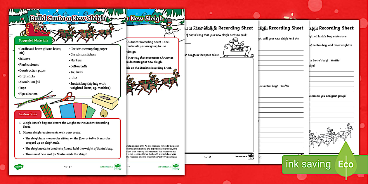 Build A Sleigh Christmas STEM Activity - Science - Events