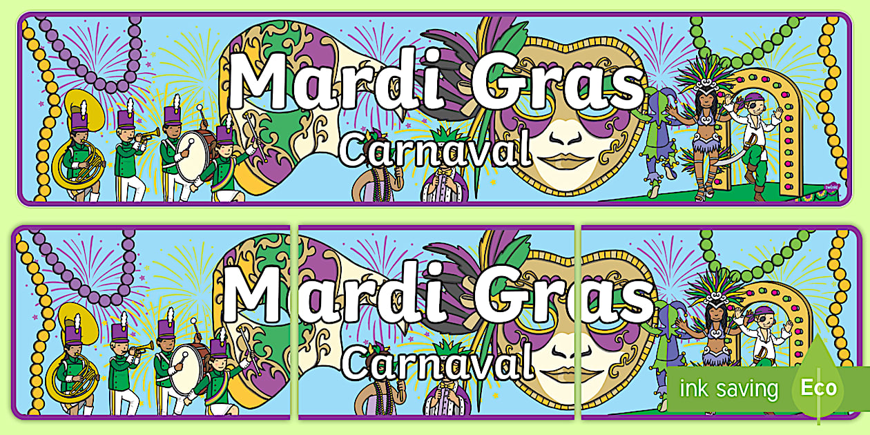 Mardi Gras Display Banner English/Portuguese - Twinkl