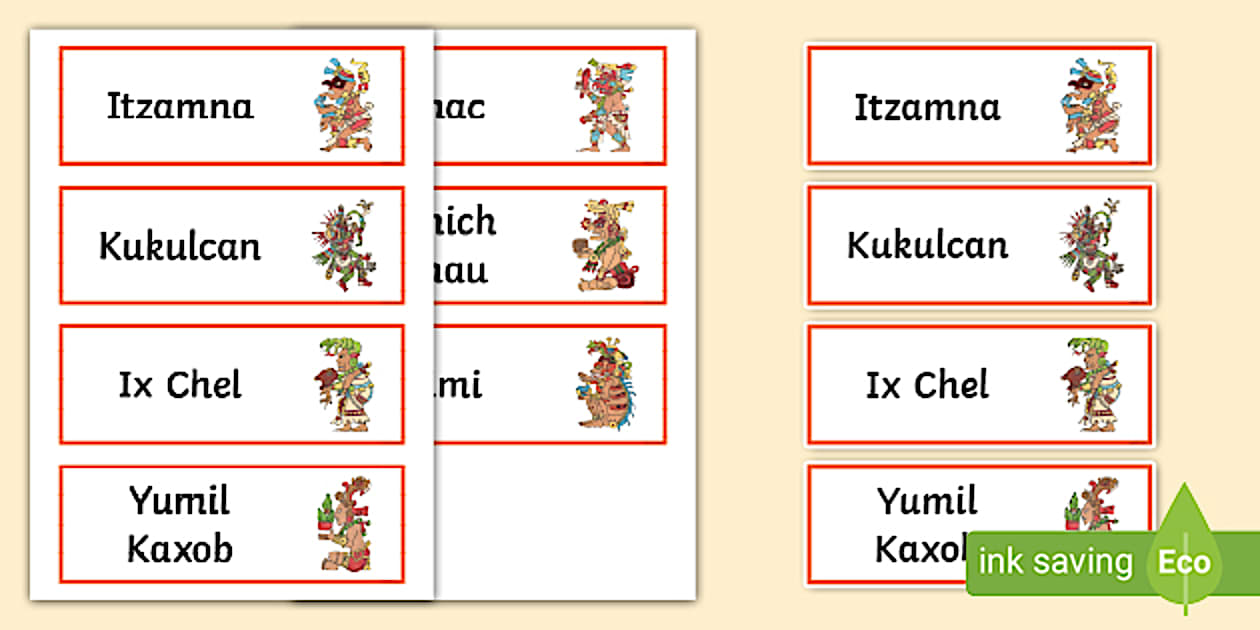 Maya Gods Word Cards (teacher made) - Twinkl
