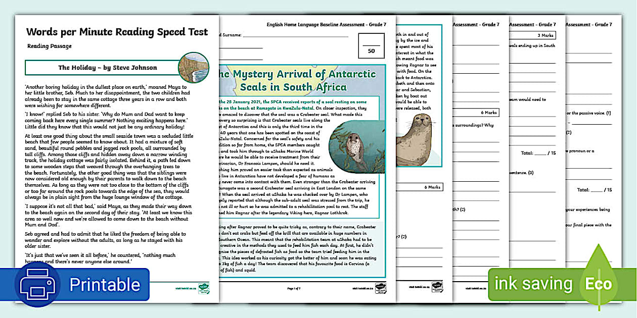 Grade 7 English Baseline Assessment | Home Language - Twinkl