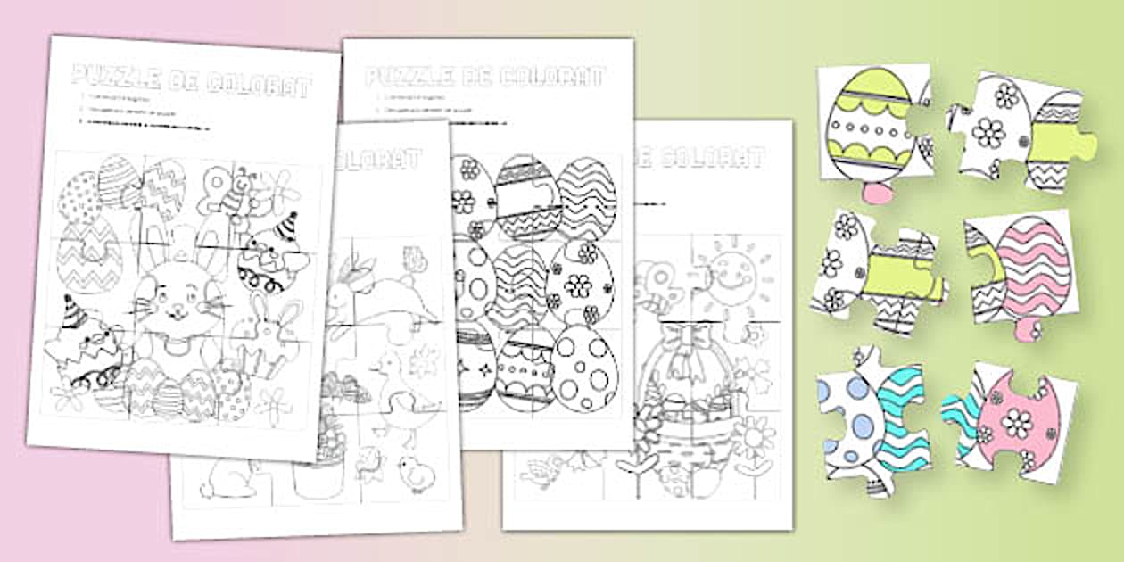 Paștele – Puzzle de colorat (Teacher-Made) - Twinkl