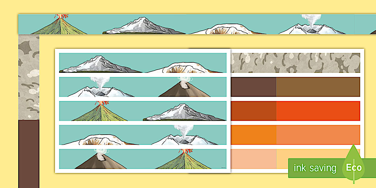 Volcano Display Borders (teacher made) - Twinkl