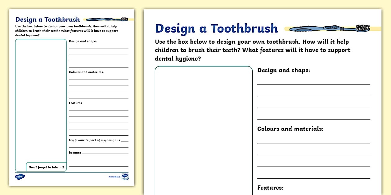 Design a Toothbrush Worksheet (teacher made) - Twinkl