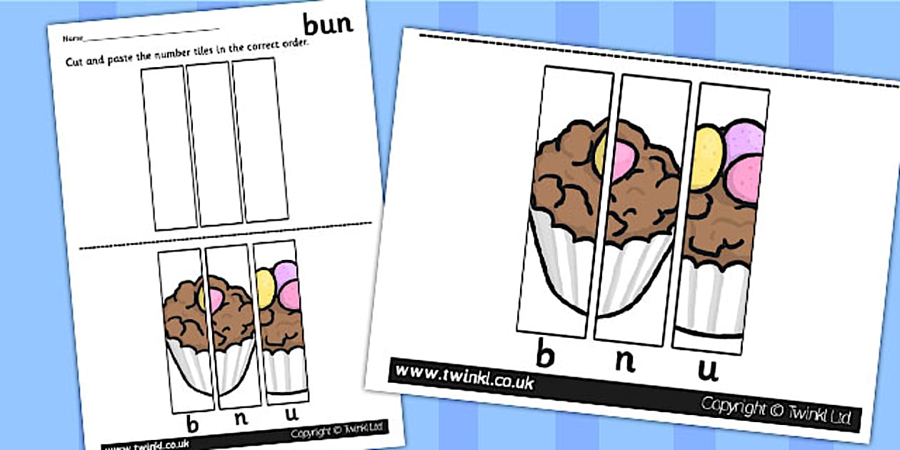 Black and White CVC Word Picture Puzzles u (teacher made)