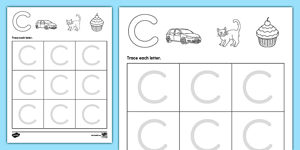 Uppercase Letter C Tracing Activity Worksheet (teacher made)