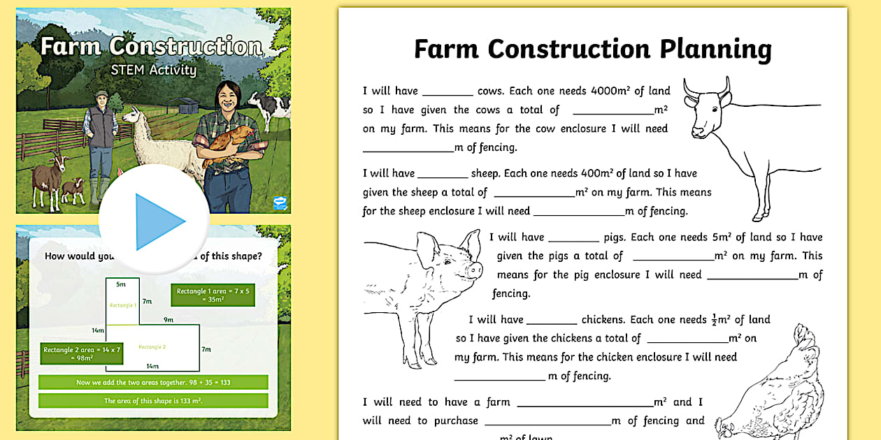 Editable Farm Construction STEM PowerPoint (teacher made)