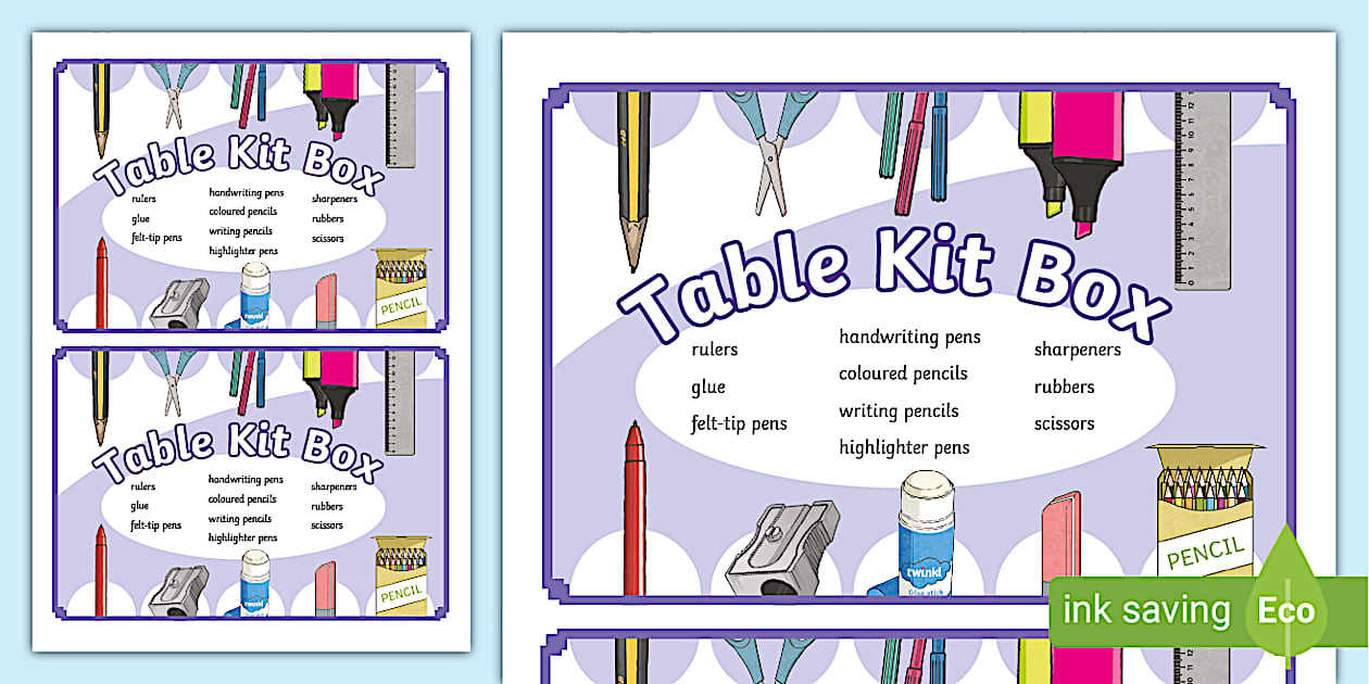 KS2 Table Kit Box Sign - Twinkl - Classroom Management