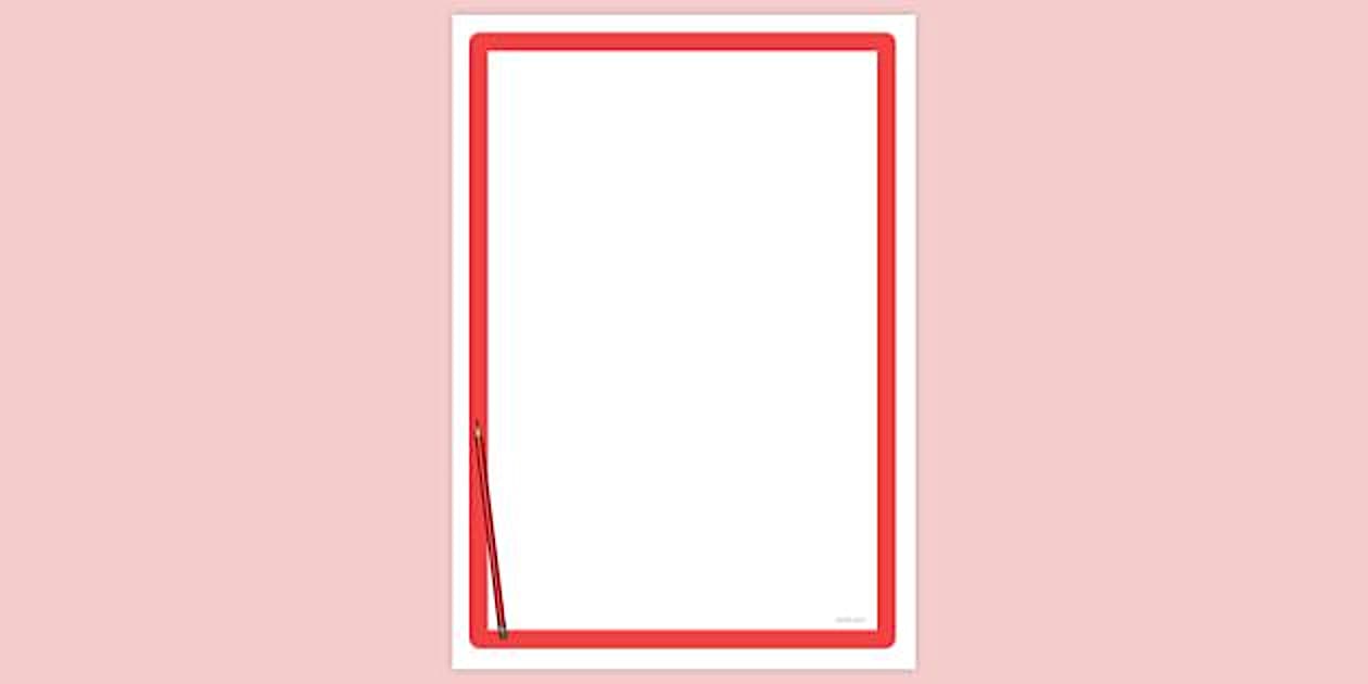 Simple Blank Dark Red Pencil Page Border | Twinkl - Twinkl