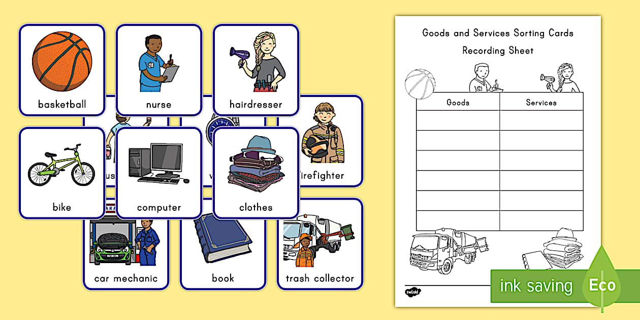 Goods and Services Sorting Cards (Teacher-Made) - Twinkl