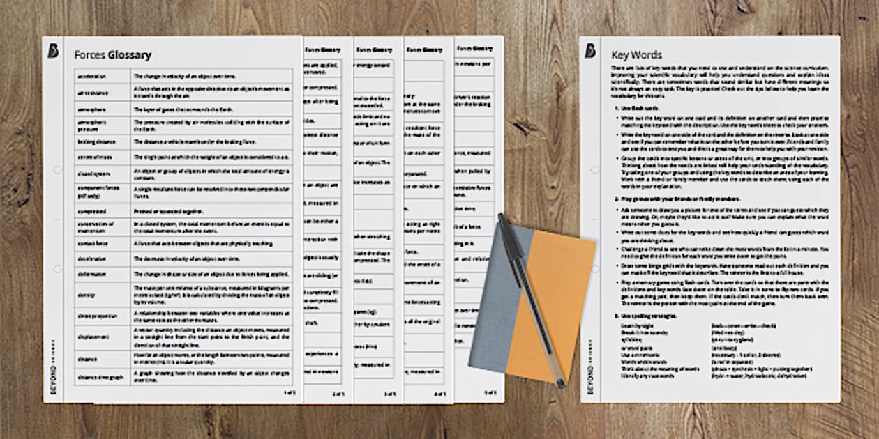 Forces Glossary | GCSE Physics | AQA KS4 | Beyond - Twinkl