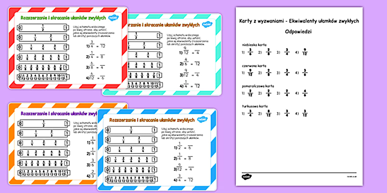 Equivalent Fractions Challenge Cards Polish (Teacher-Made)