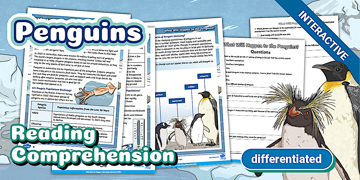 Penguins Reading Comprehension Interactive PDF