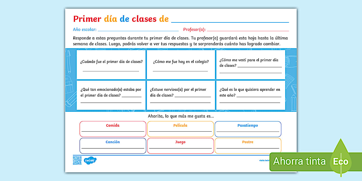Ficha de actividad: Cápsula del Tiempo - Mi primer día de clases