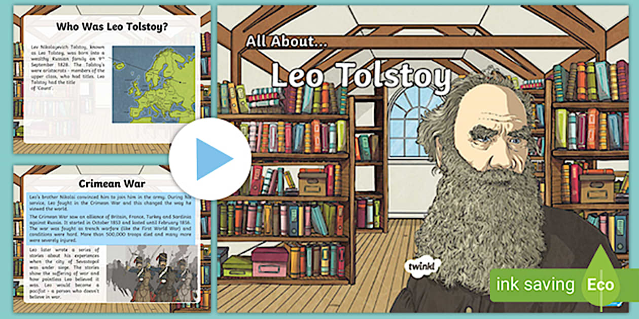 KS2 All About Leo Tolstoy PPT (teacher made) - Twinkl