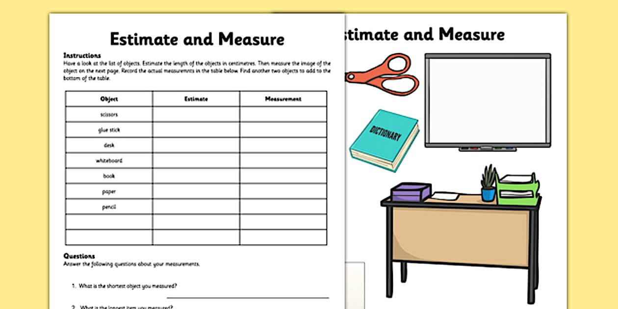 Editable Estimate and Measure Worksheet - Twinkl