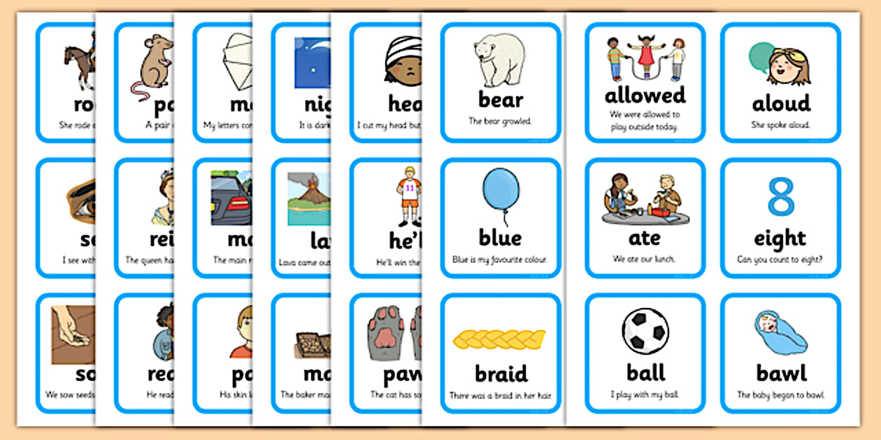 Homophones Matching Cards Worksheet / Worksheet Pack