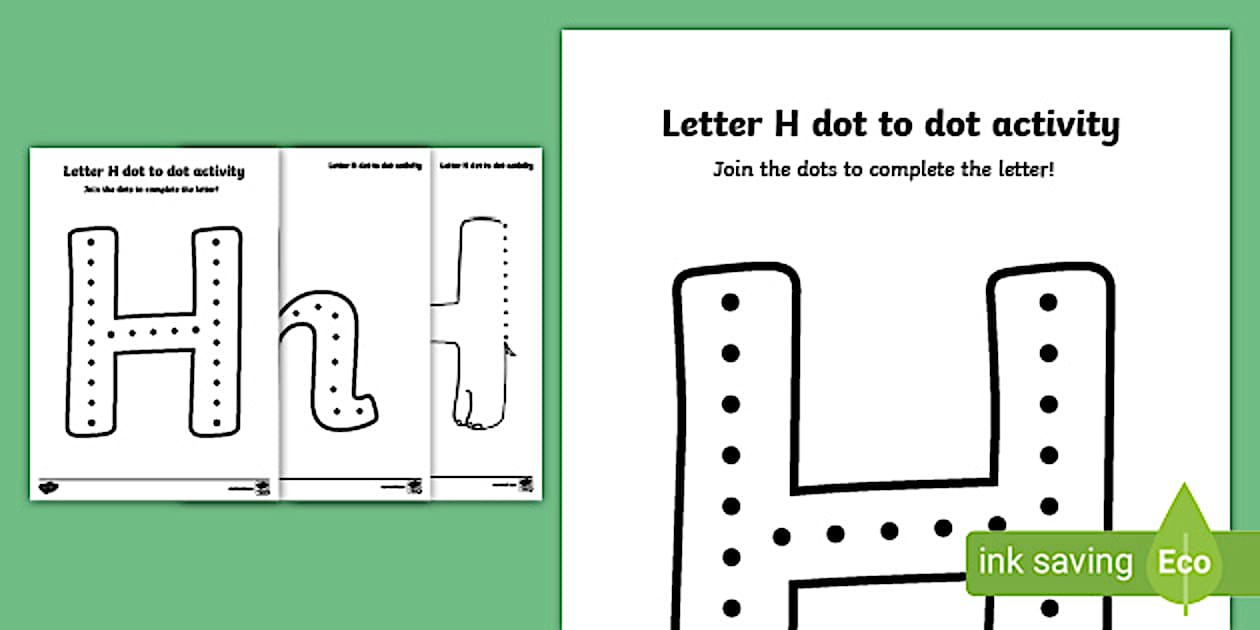 Dot to Dot Alphabet H Activity - Worksheets (Teacher-Made)
