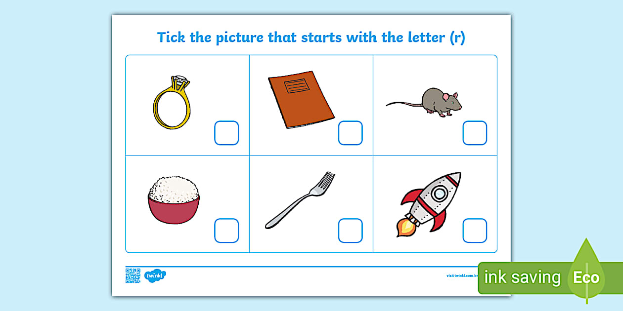 Tick the picture that starts with the letter - Letter r