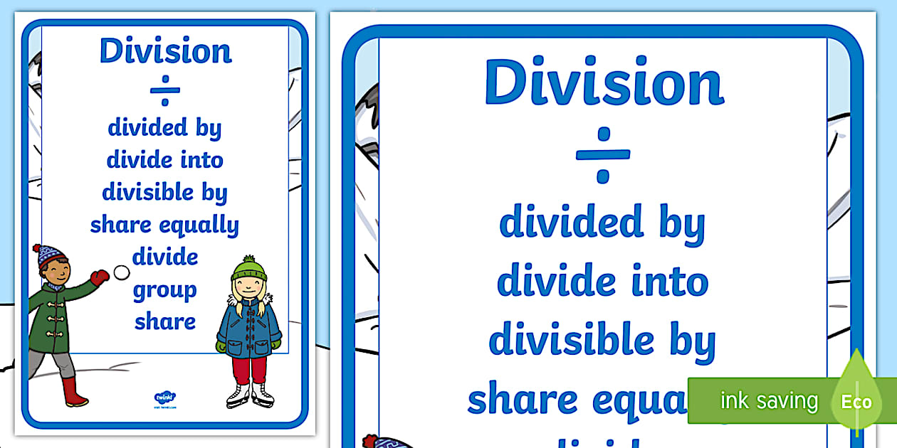 Winter Themed Division Vocabulary Display Poster - Autumn Themed Division