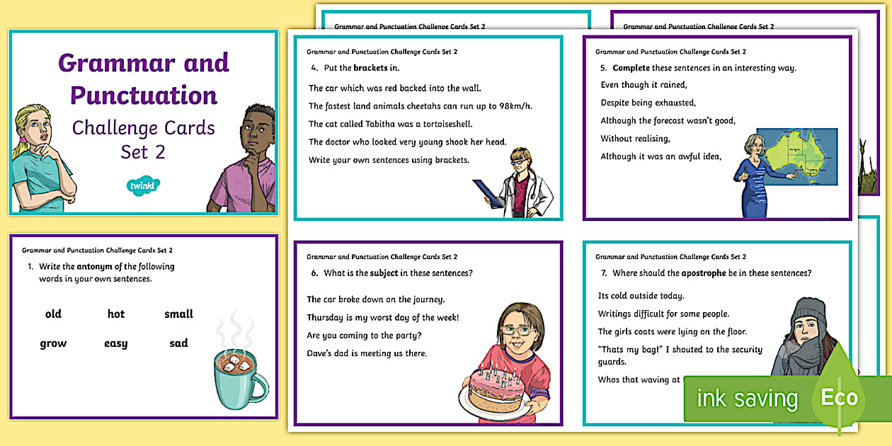 Grammar and Punctuation (Set 2) Challenge Cards - Twinkl