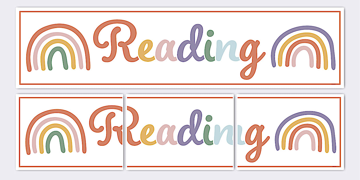 Muted Rainbow-Themed Reading Display Banner (Lehrer gemacht)