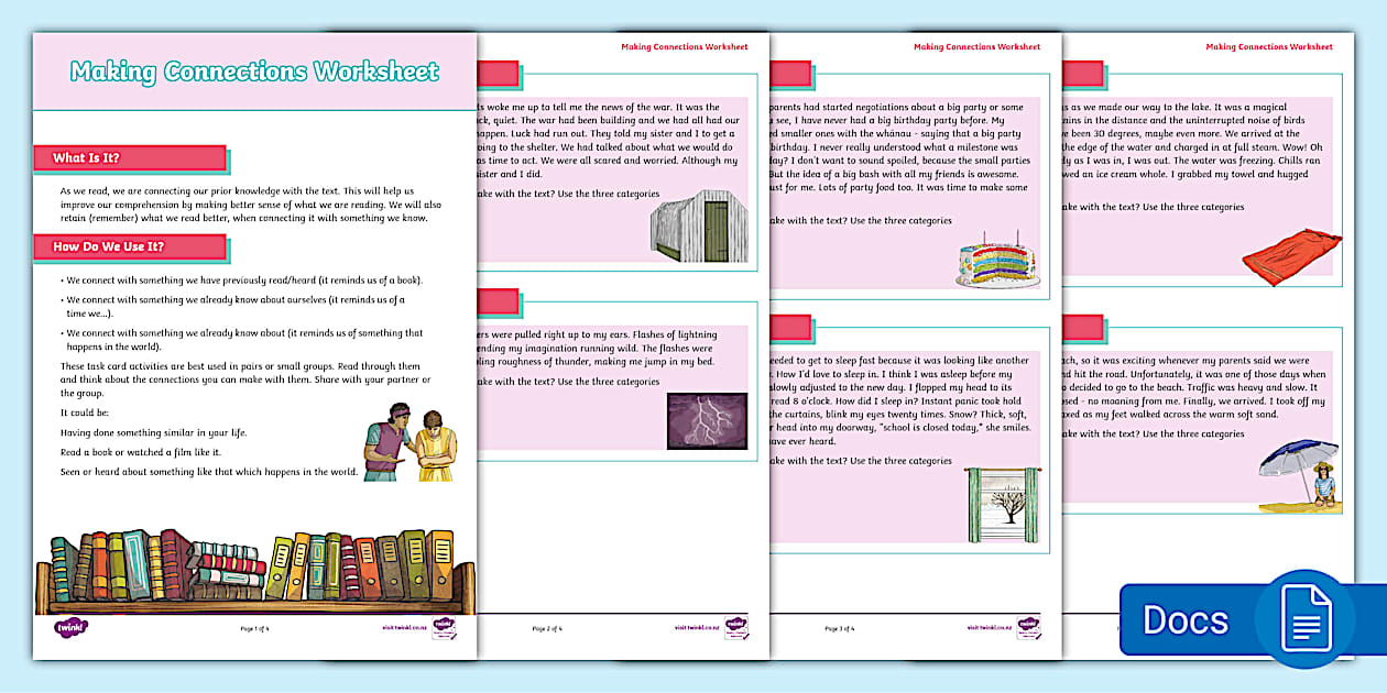 Reading Comprehension Skills: Making Connections Worksheet (Year 5-6)