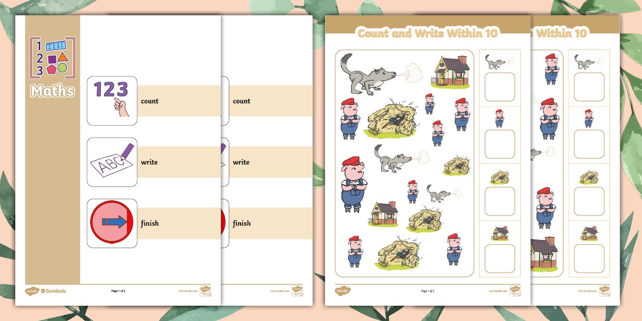 👉 The Three Little Pigs Count and Write Within 10 - Twinkl