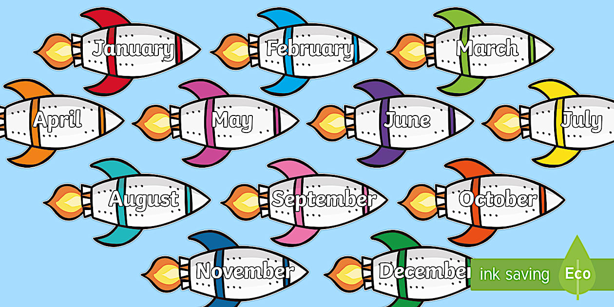 Cursive Months of the Year on Rockets (teacher made)