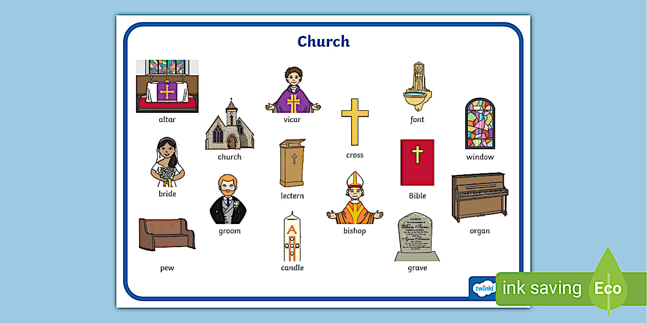 Christian Church Word Mat (teacher made) - Twinkl
