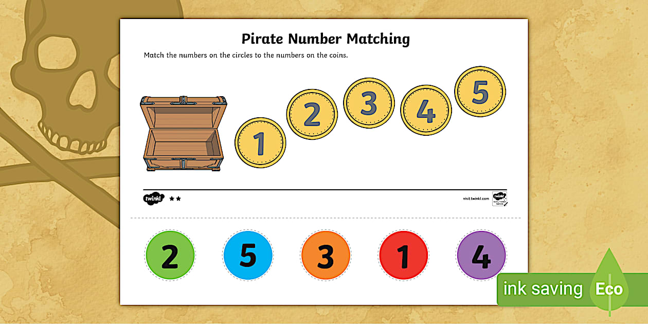 Number Matching Pirate Theme Activity (teacher made)