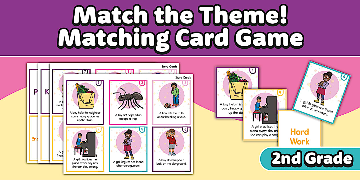 Second Grade Match the Theme! Memory Matching Card Game