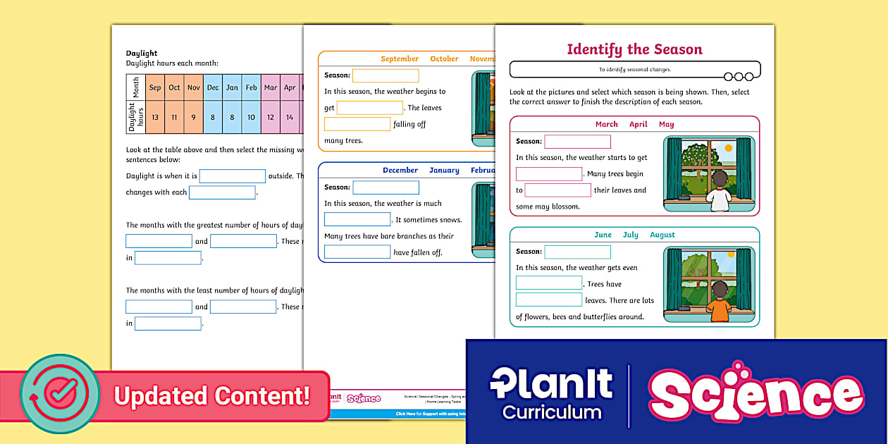 Interactive PDF: Science: Year 1: Identify the Season