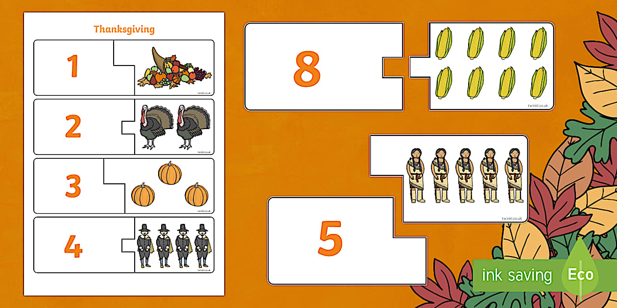 Thanksgiving Counting Puzzle - Twinkl
